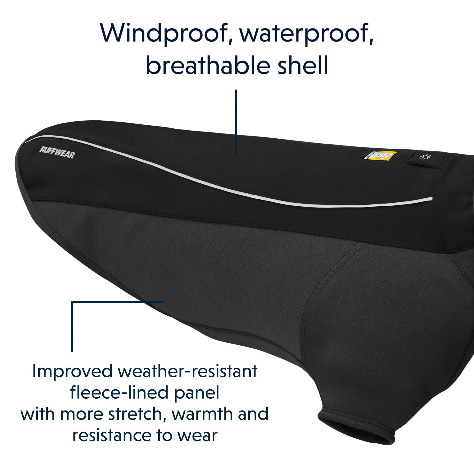 Ruffwear, Cloud Chaser Breathable, Waterproof, Insulated Jacket for Dogs, Obsidian Black, Medium