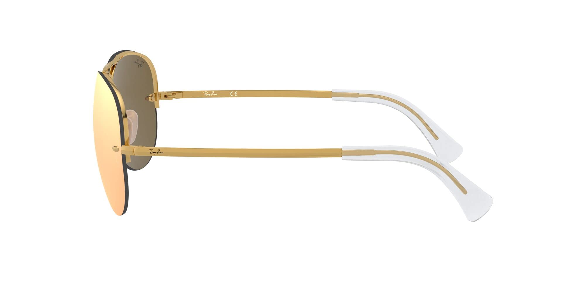 Ray-Ban RB3449 Aviator Sunglasses, Gold/Light Brown Mirrored Pink, 59 mm