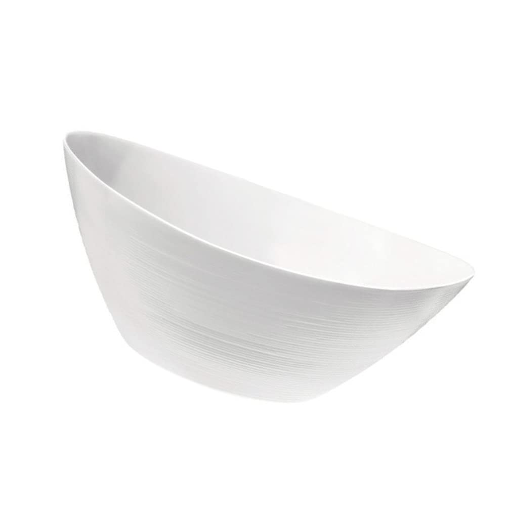 YARDWE White Pasta Serving Bowls Boat Shaped Bowl Toughened Glass Salad Bowl Heat Resistance Soup Bowl Small Side Dishes for Dessert Ice Cream