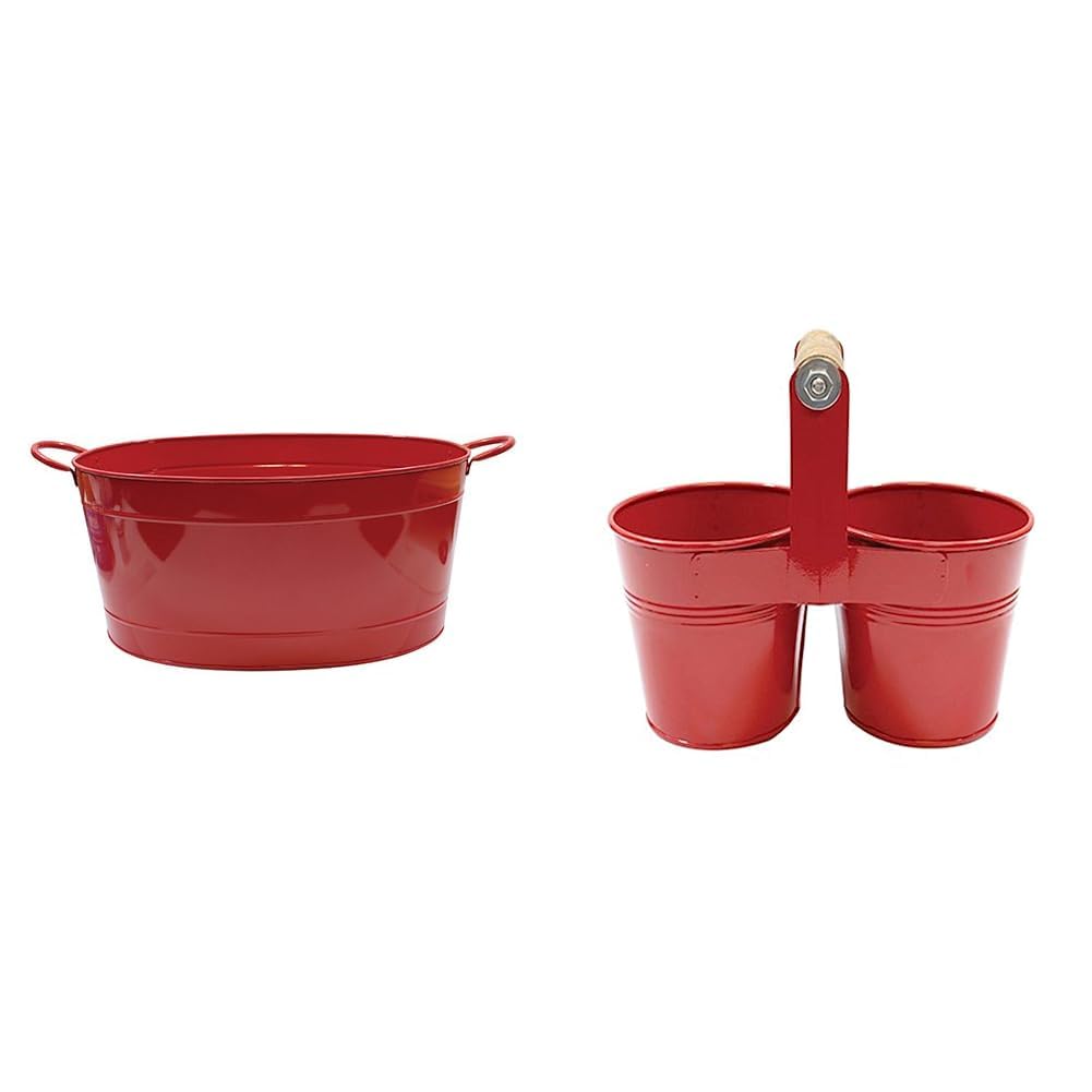Tablecraft Beverage Tub and Cutlery Caddy Bundle, Red