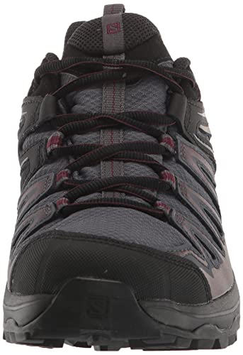 Salomon X Crest Gore-TEX Hiking Shoes for Women Trail Running, Ebony/Wine Tasting/Peppercorn, 6