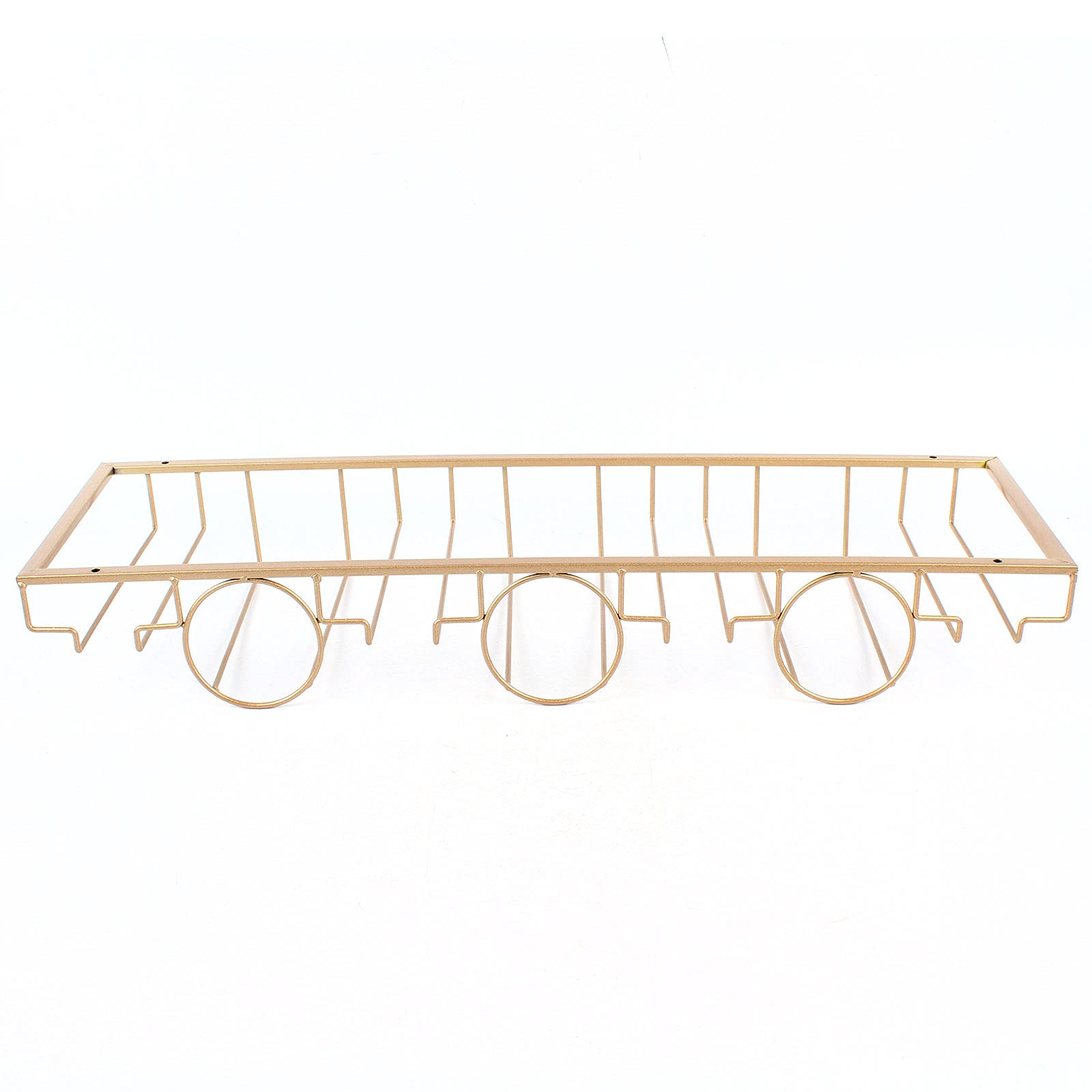 Under Cabinet Wine Rack, Wine Bottle Holder Under Shelf and Hanging Wine Glass Holder Set, Under Cabinet Stemware Holder for Kitchen Cabinet, Wine Cabinet, Bar Cart(Gold)