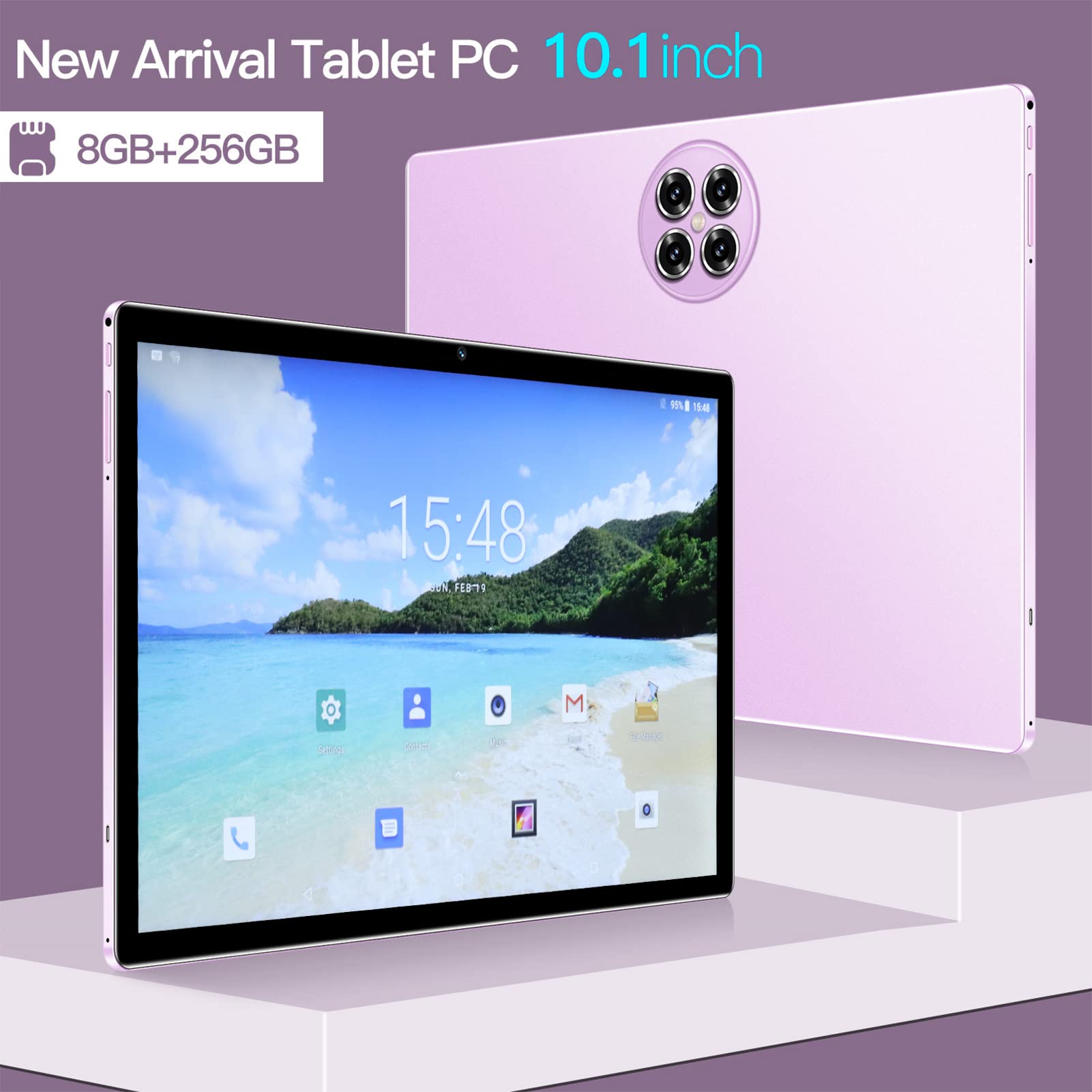 Tablet 10. 1 Inch, Dual Speaker FHD Tablet 2 in 1 with Keyboard for Android 12 for Reading (US Plug)