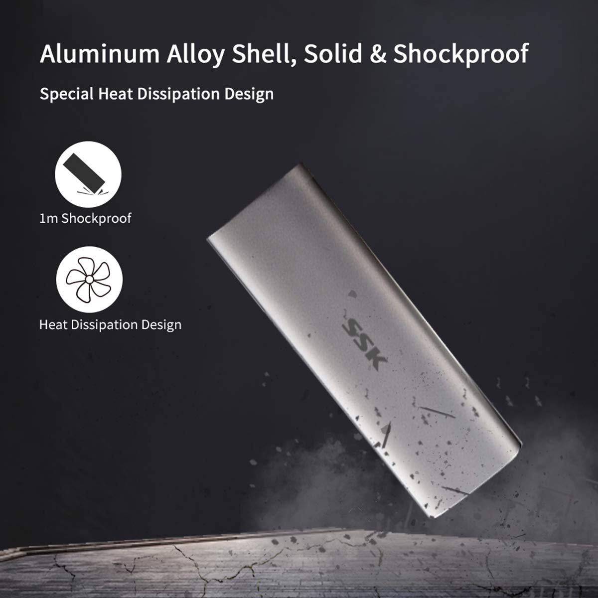 SSK 1TB Portable External SSD,USB3.2 Gen2(6Gbps) Ultra Speed External Solid State Drive USB-C Mini External SSD with 550MB/s Data Transfer for Laptop, Typc C Phones and More