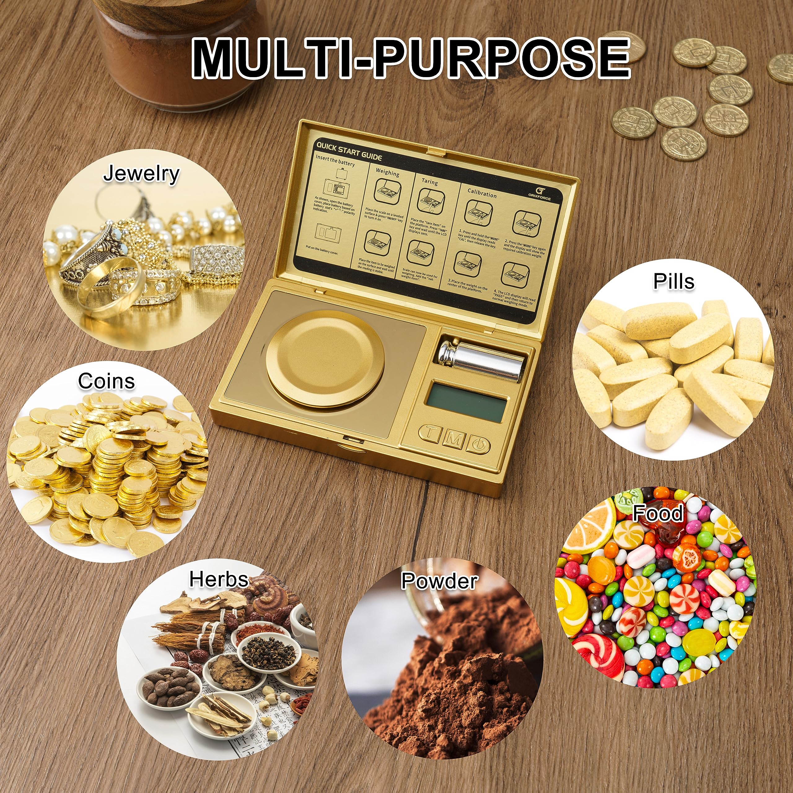 ORIXFORCE High Precision Pocket Scale 50g/0.001g, Jewelry Scale, Powder Scale, Scale for Weed, Gold Weight Scale Milligram/Gram Scale for Food Portable Electronic Scale, Best Digital Scale, Gold