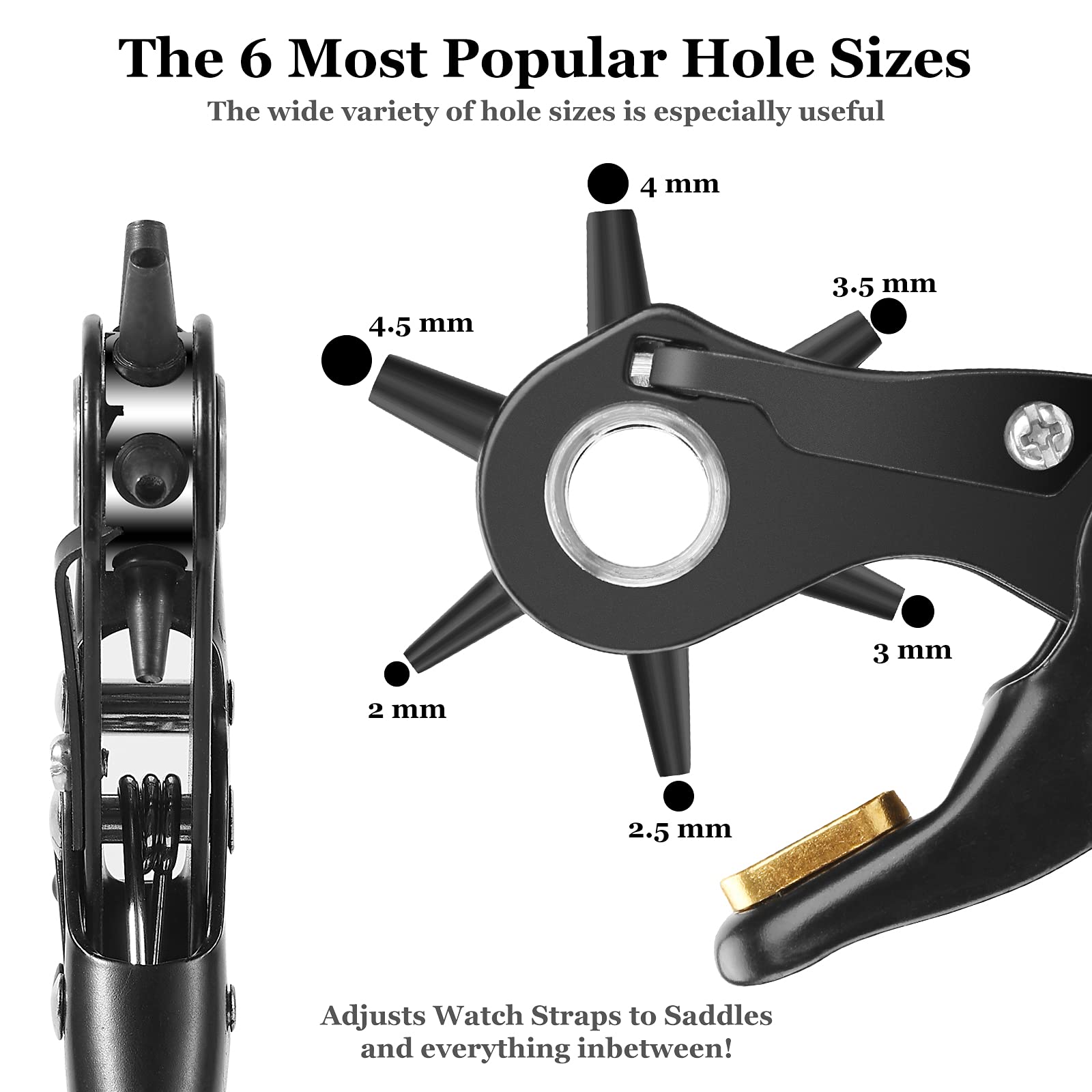 ROUPHY Hole Punch Plier Sets for Leather Belts,Dog Collars,Watch Straps,Saddles,Shoes,Fabric, Paper,Cards,Labor Saving Design,Heavy Duty Rotary Hole Maker Tools for Home DIY or Craft Projects