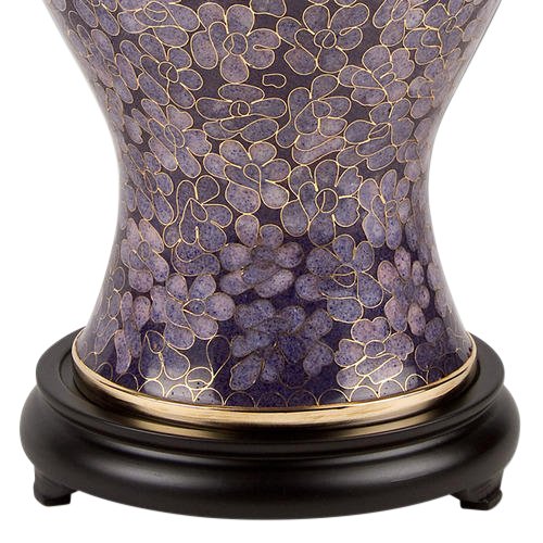 Perfect Memorials Medium Purple Flowers Cloisonne Cremation Urn - Wood Base