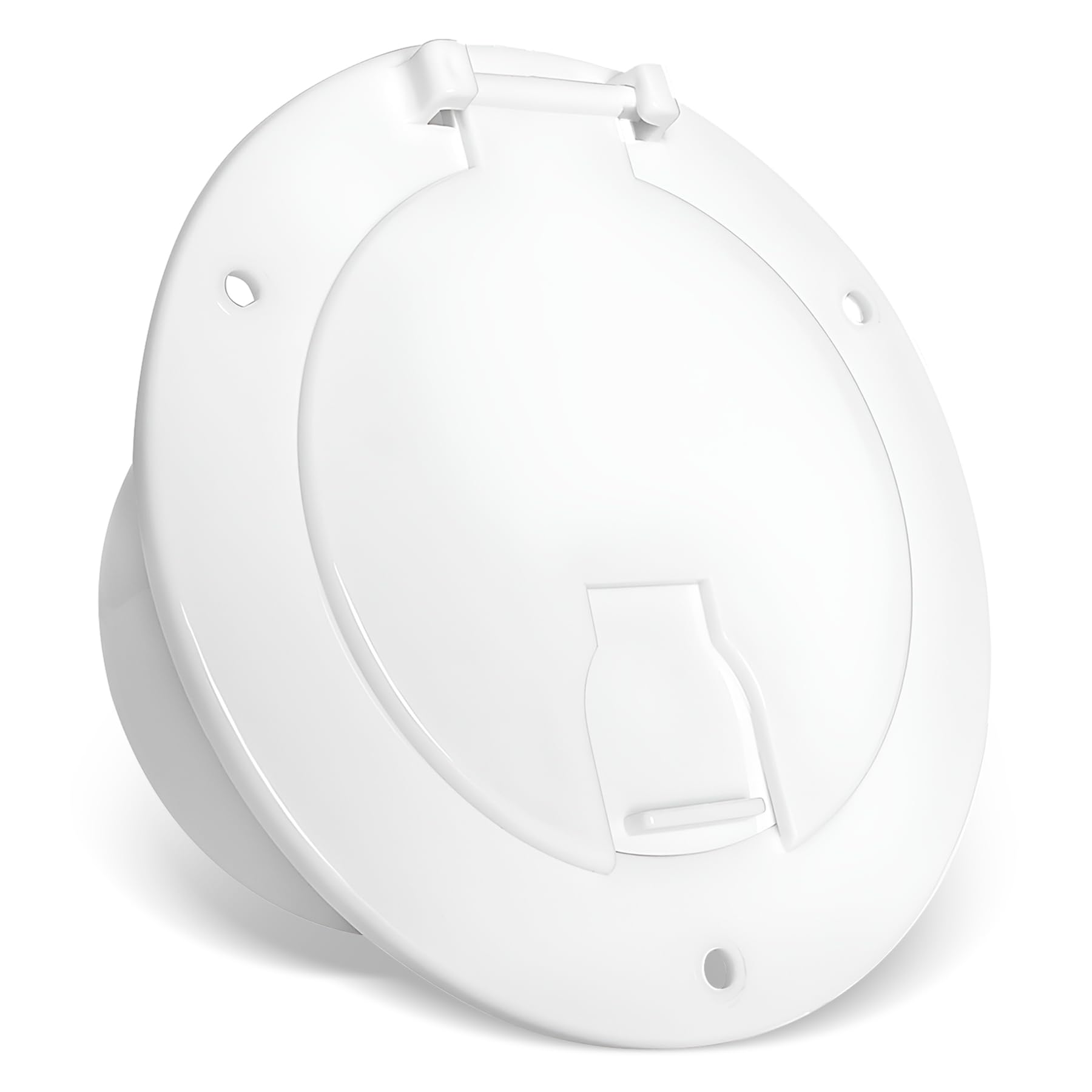 Porscan RV 5 Inch Round Electric Cable Hatch for 30 and 50 Amp Cords, RV Power Cord Cable Hatch Cover Compatible with Coleman Jayco Pop-Up Camper Travel Tent Trailer Motorhome (White)