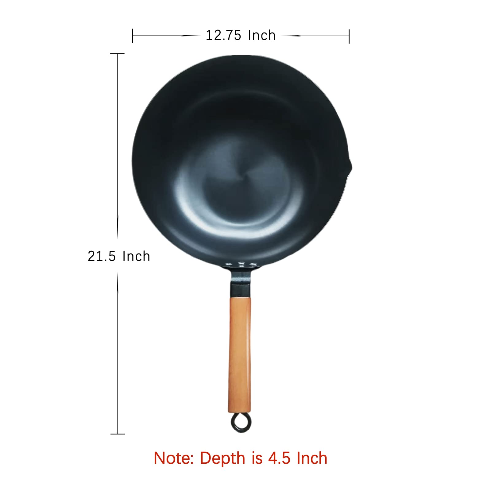vivicreate Carbon Steel Wok Pan, 9 Piece Woks & Stir-Fry Pans Set with Spatula, No Chemical Coated Flat Bottom Chinese Pan for Induction, Electric, Gas, suitable All Stoves - 12.5''