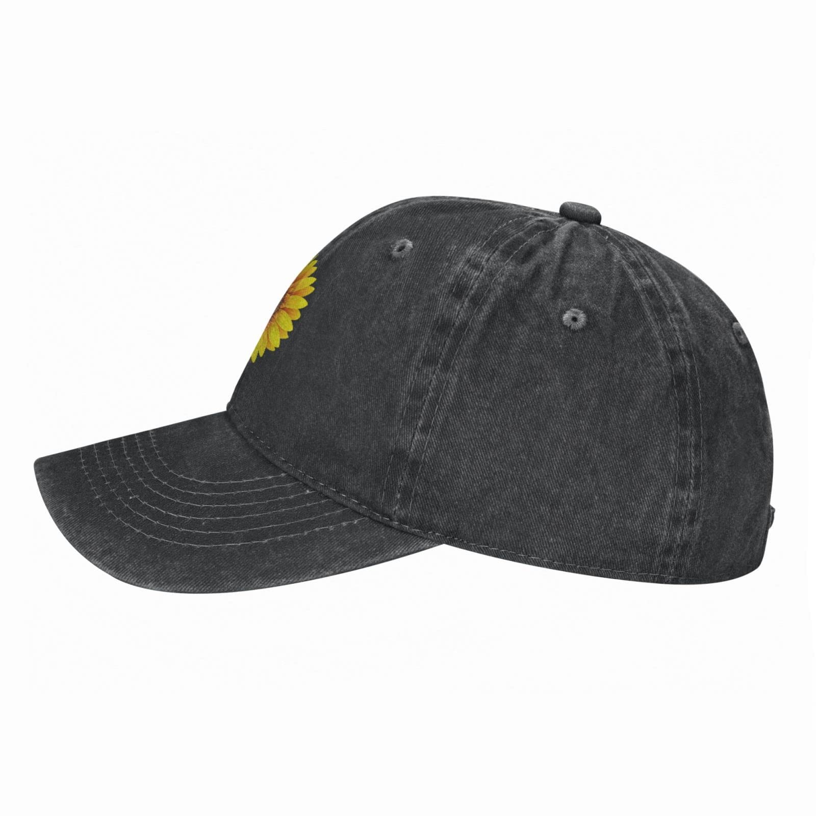 Yipaidel Women's Sunflower Hat, Adjustable Vintage Washed Baseball Cap for Dad and Mom Black