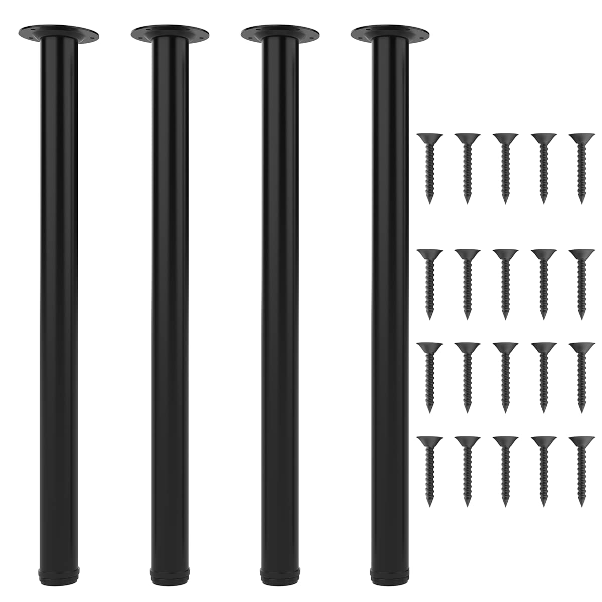 WINSOON 28 Inch Adjustable Metal Table Legs Heavy Duty Durable Office Furniture Legs Kitchen Dinner Desk Legs Set of 4, Black