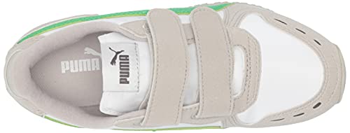 Puma Cabana Racer Hook and Loop Sneaker, White-Island Green, 13 US Unisex Little Kid