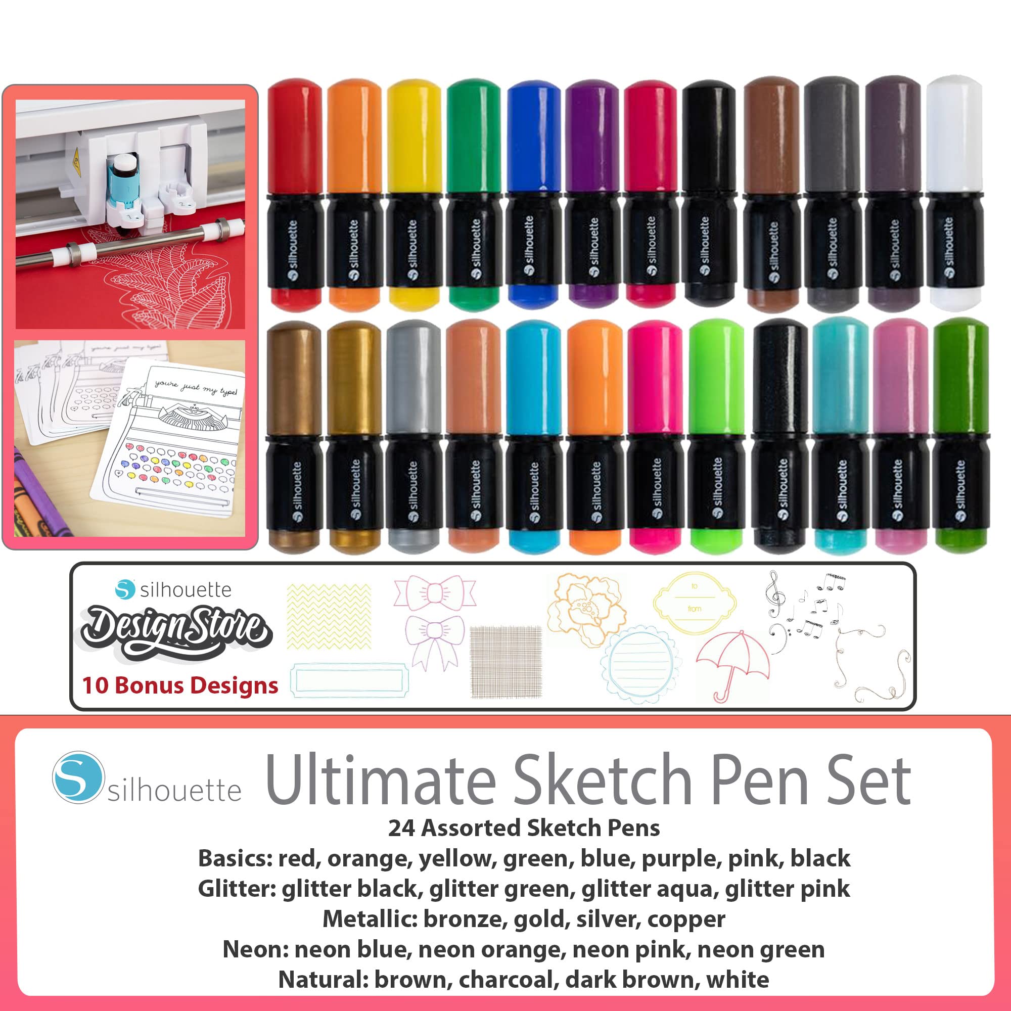 Silhouette Cameo 4 Black Bundle with Vinyl Starter Kit, Heat Transfer Starter Kit, 2 Autoblade-2, CrafterCuts Vinyl Tool Kit, 120 Designs, and Access to Ebooks, Tutorials, Classes.