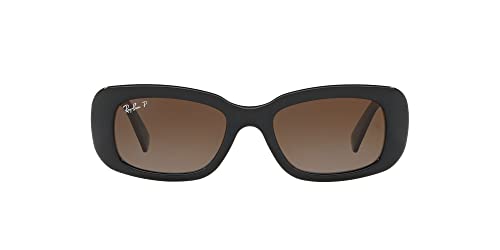 Ray-Ban Women's RB4122 Rectangular Sunglasses, Black/Polarized Grey Gradient, 50 mm