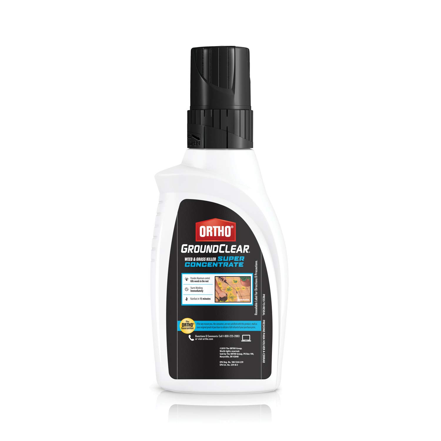 Ortho GroundClear Weed and Grass Killer Super Concentrate - Kills Weeds and Grass, Kills to the Root, Starts Working Immediately, for Patios and Landscaped Areas, 32 fl. oz.
