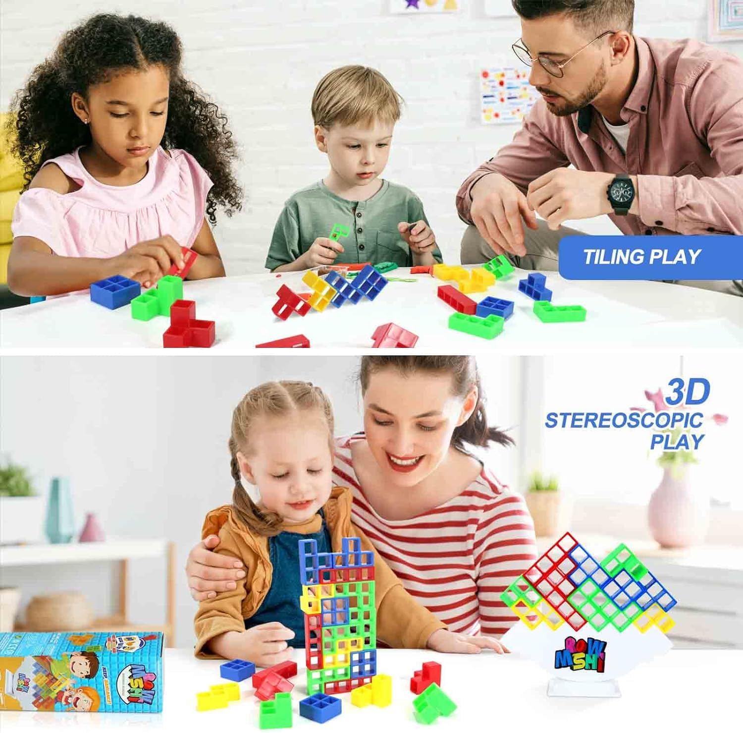 ROWMSHI Stack Attack Tower Stacking Balance Game Mini Cooperative Board Team Building Toy for Kid & Adult Game (16PCS)
