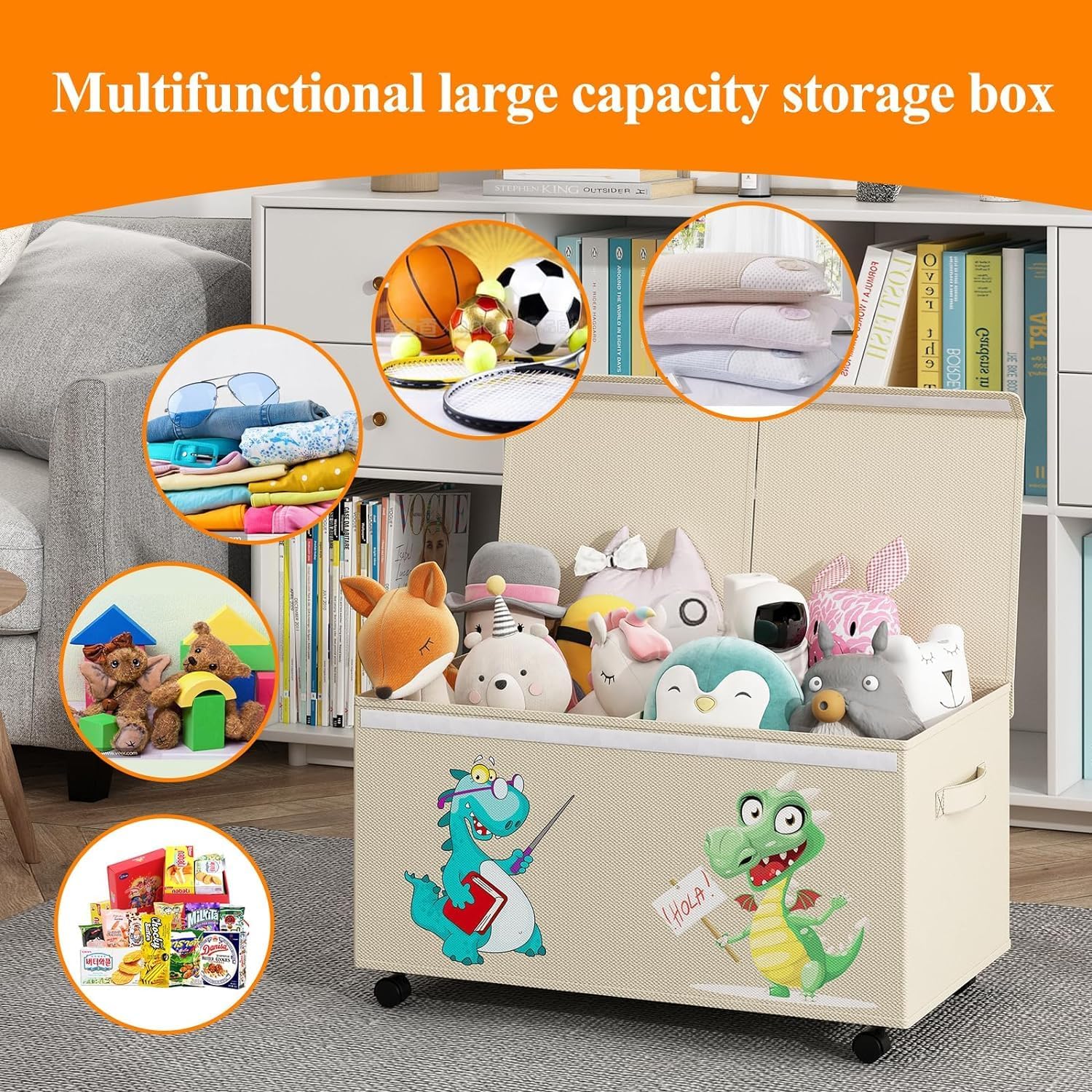 Wisdom Star Removable Divider Storage Organizer, 6 Pack 13 Inch Animal Fabric Storage Cube Bins, Storage Baskets for Shelves, Cube Storage Boxes for Organizing Closet Bins