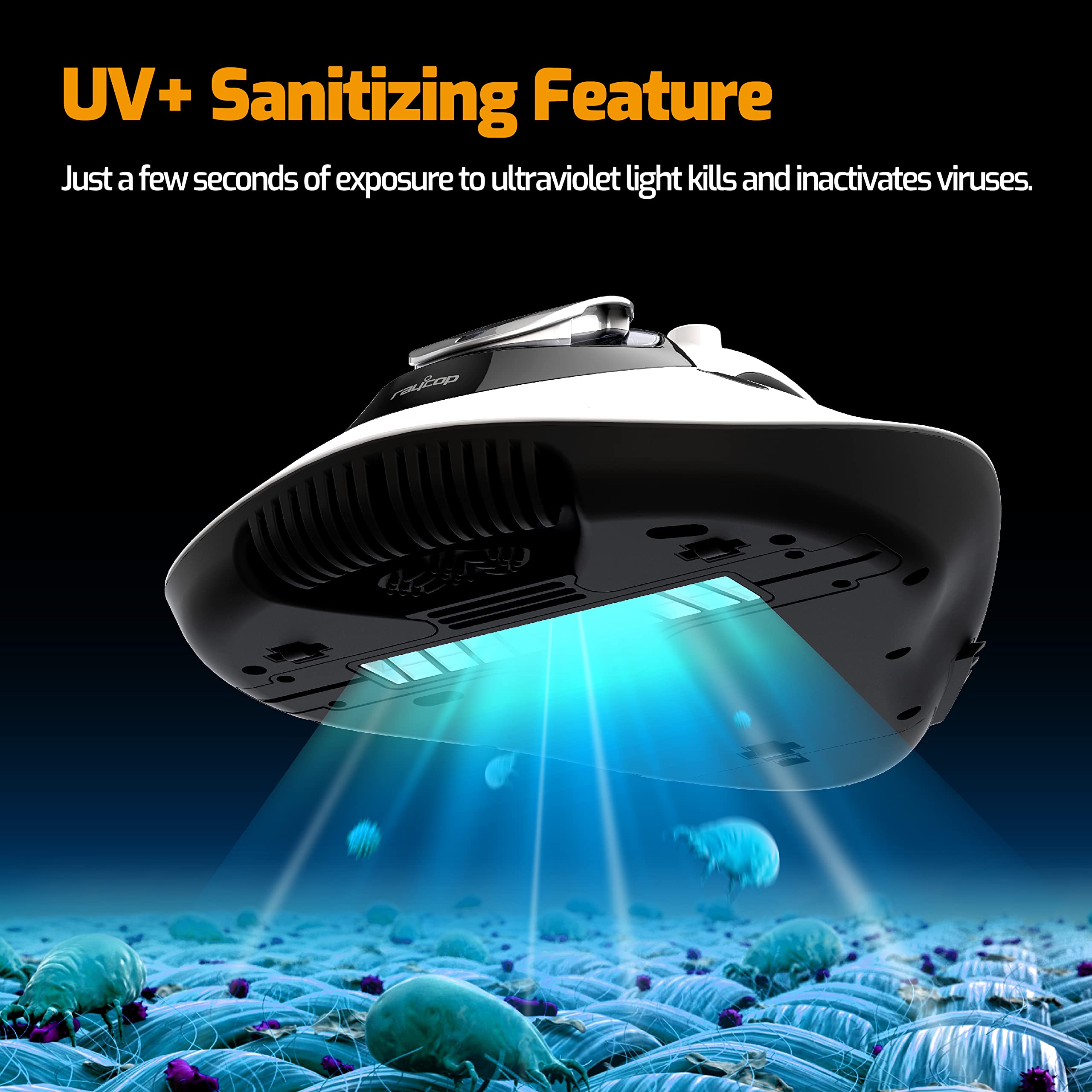 Raycop Lite Mattress Vacuum Cleaner - 13Kpa Powerful Suction - Anti-Allergen Bed Vacuum Cleaner - Bed Vacuum Cleaner UV Sanitizing & Pulsating Pad Technology for Allergen Cleaning - HEPA Filtration