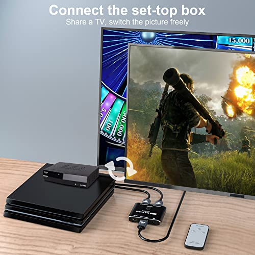 YIWENTEC HDMI 2.1 8K Switch Directional 2in 1out with Remote Control 8K@60Hz 4K@120Hz Converter High Speed 48Gbps Compatible with Xbox PS5 Projectors Monitors