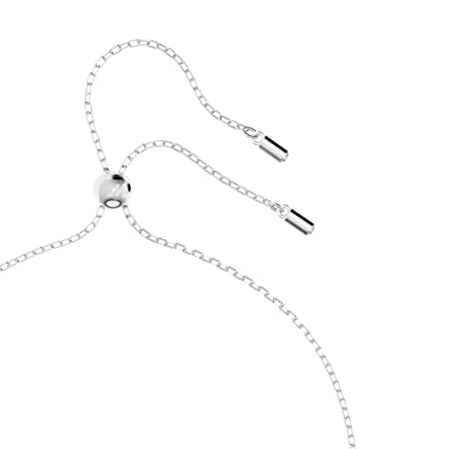 SWAROVSKI Dextera Necklace with Interlocking Circle Motif in Rhodium-Finish Metal and White Crystal Pavé on Rhodium Finish Chain, Size Small, Part of the Dextera Collection