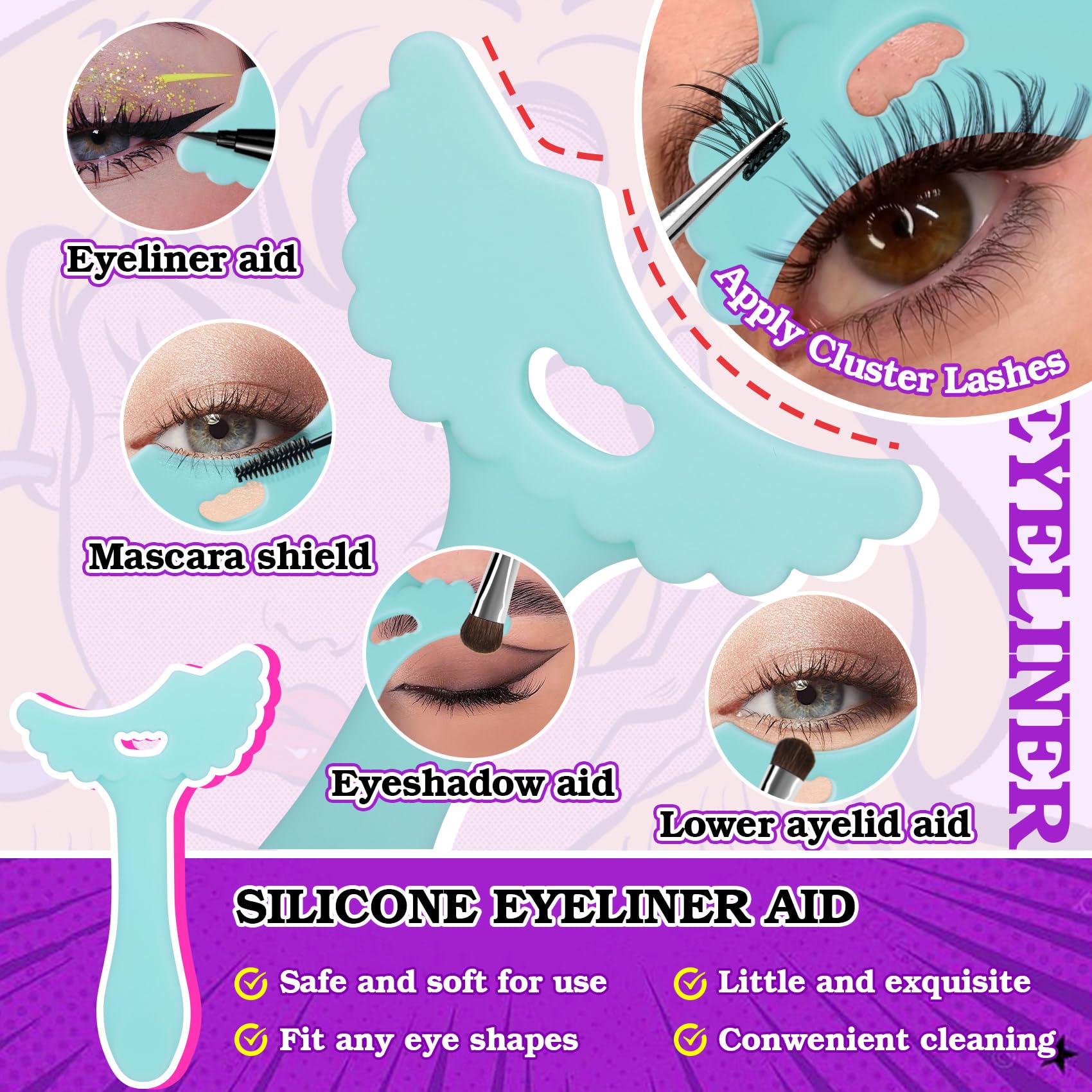 Self Adhesive Lash Clusters Reusable Eyelashes DIY Lash Extension Kit with Eyelash Brush Tool and Lash Tweezers Eyelash Extension Kit for Beginner DIY at Home