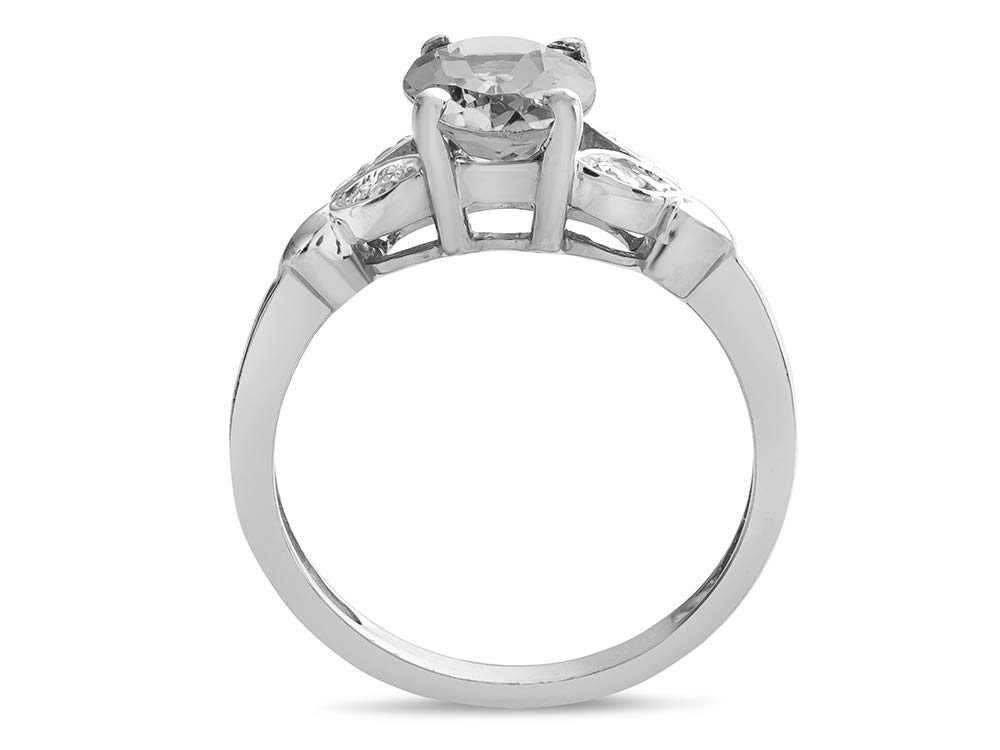 Star K Round 7mm Created Pink Sapphire Marquee Design Promise Engagement Ring 14 kt Rose Gold Size 7