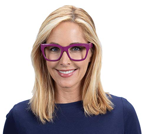 Peepers by PeeperSpecs Women's Shine On Square Blue Light Blocking Reading Glasses, Pink, 53 + 1