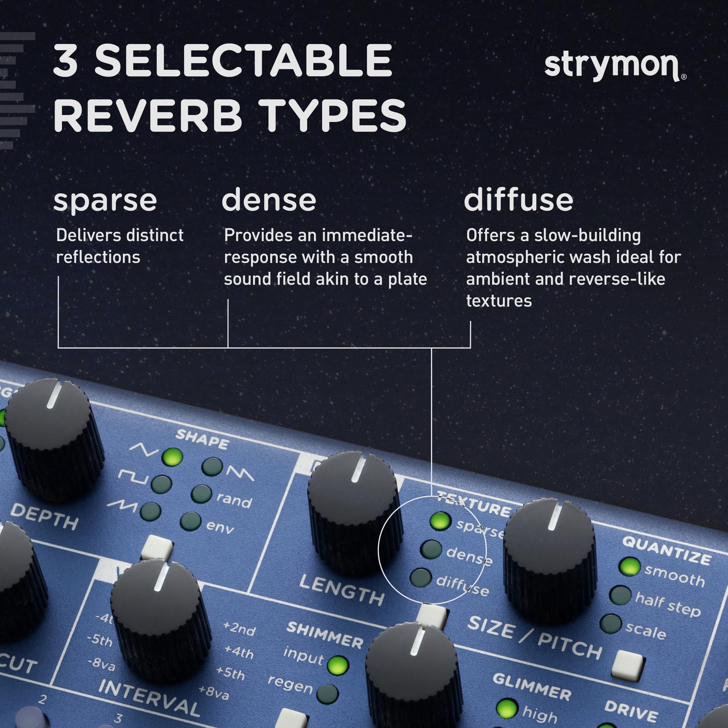 Strymon NightSky Time-Warped Reverberator Reverb Guitar Effects Pedal for Electric and Acoustic Guitar, Synths, Vocals and Keyboards