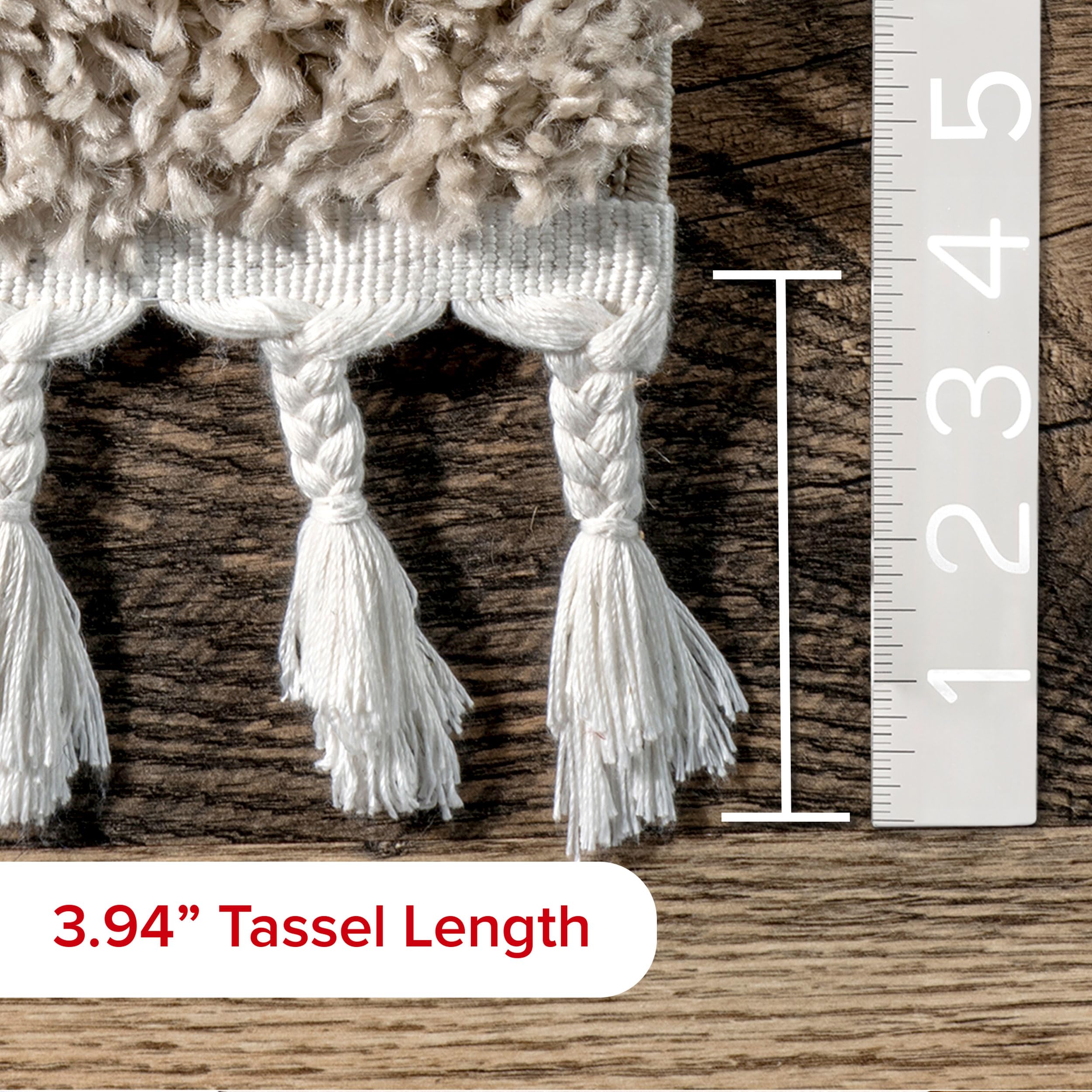 NuLOOM Neva Modern Tasseled Shag Area Rug, 5' Square, Beige