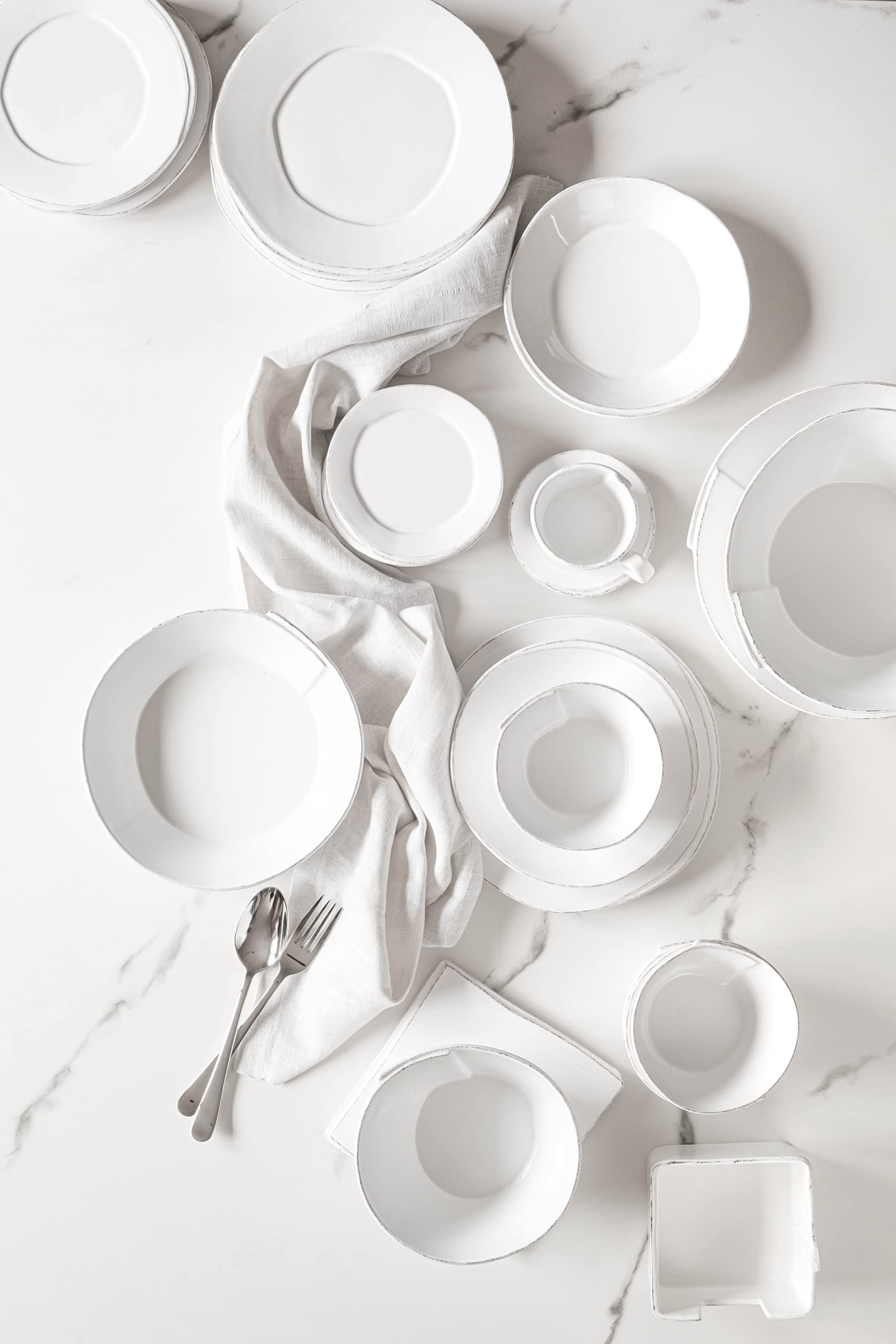 Vietri Lastra White Collection Italian Serveware Sets (Handled Rectangular Platter)