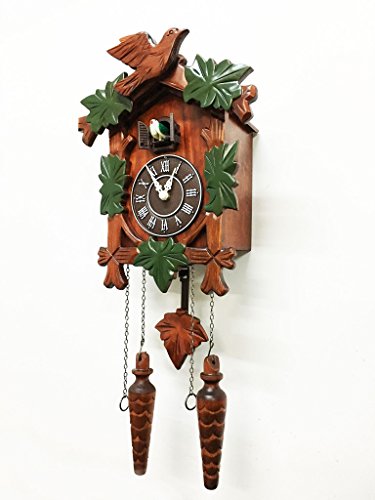 Rylai Cuckoo Clock Vintage Large Wooden Wall Clock Handcrafted 13x9.5 Inch Green