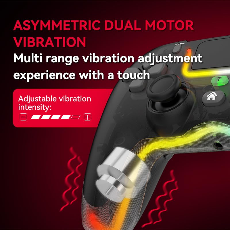 RALAN Black Wireless Controller Compatible with Playstation 4/Pro/Slim/for PS4 Dualshock 4 Gamepad with Adjustable LED Lighting, 3.5mm Audio Jack and Touch Pad
