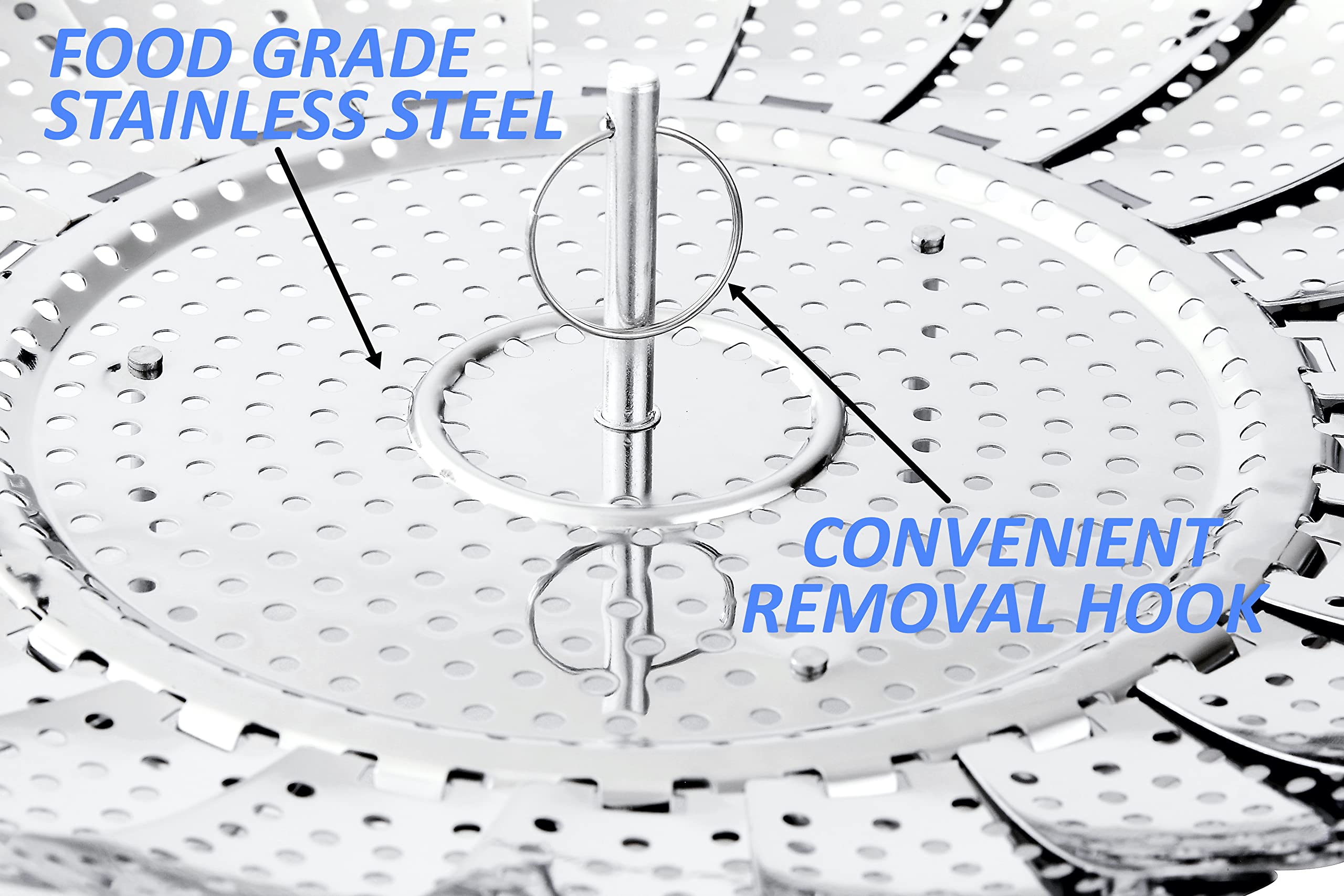 Two-Pack Vegetable Steamer Baskets (Two Sizes) Folding Expandable Steamer Inserts for Instant Pot Accessories, Safety Tool, Stainless Steel, Pressure Cooker, Pot in Pot, Food Steamer Cooking