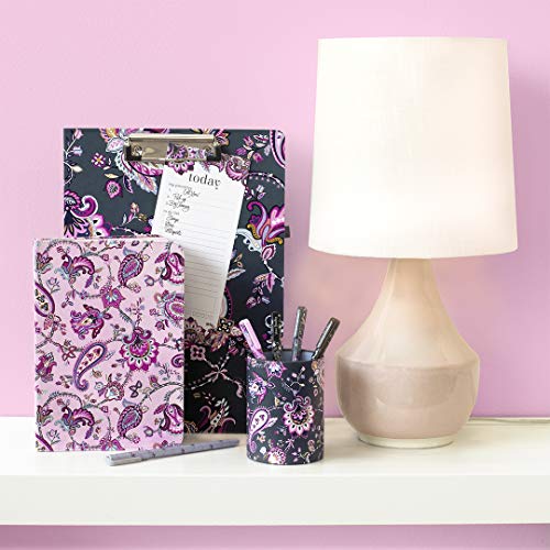 Vera Bradley Women's Pink/Grey Clipboard Folio with Refillable Lined Notepad, Interior Pocket, and Pen Loop, Felicity Paisley