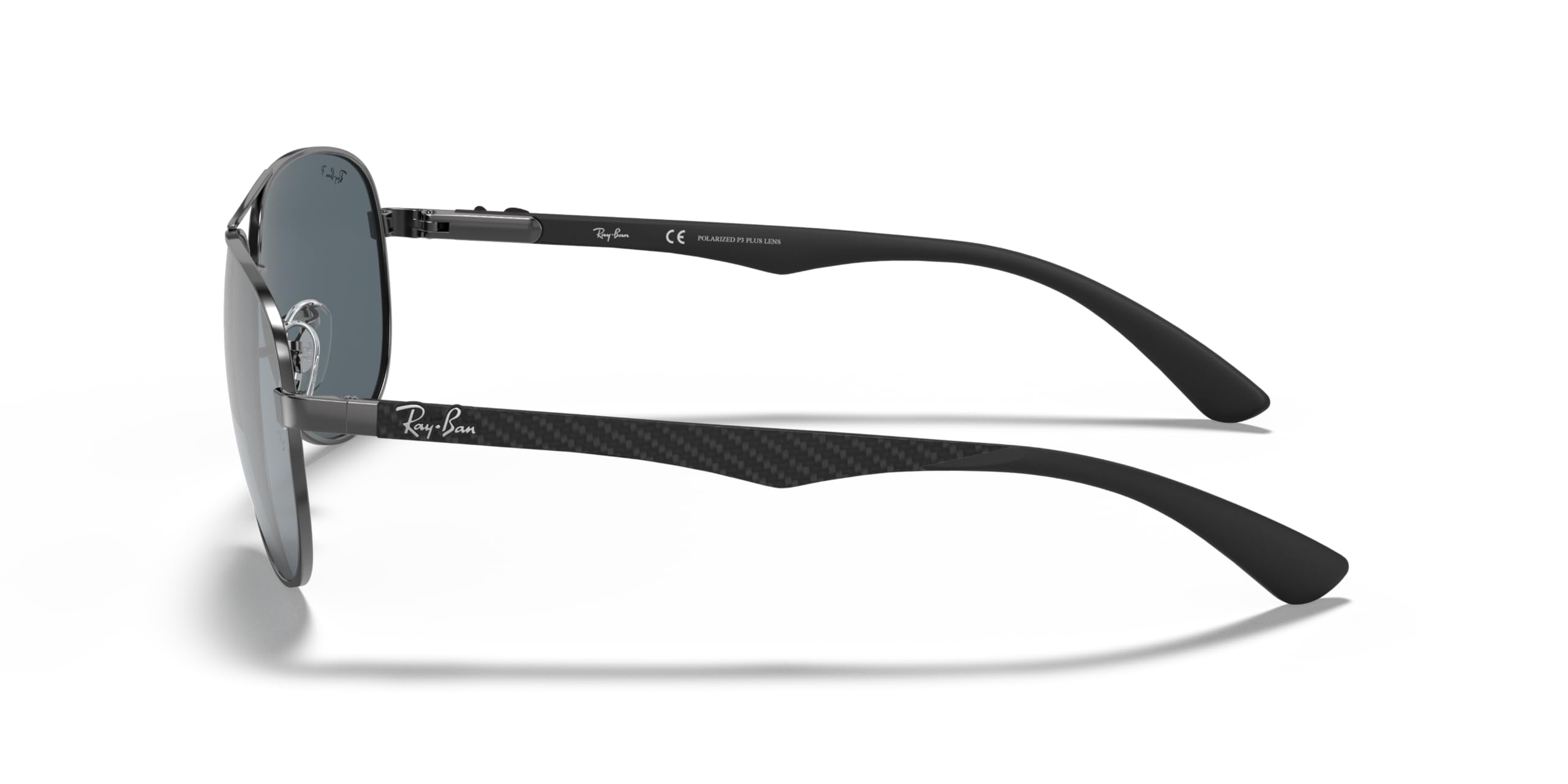 Ray-Ban Men's RB8313 Carbon Fiber Aviator Sunglasses, Gunmetal/Polarized Blue Mirrored Silver, 58 mm