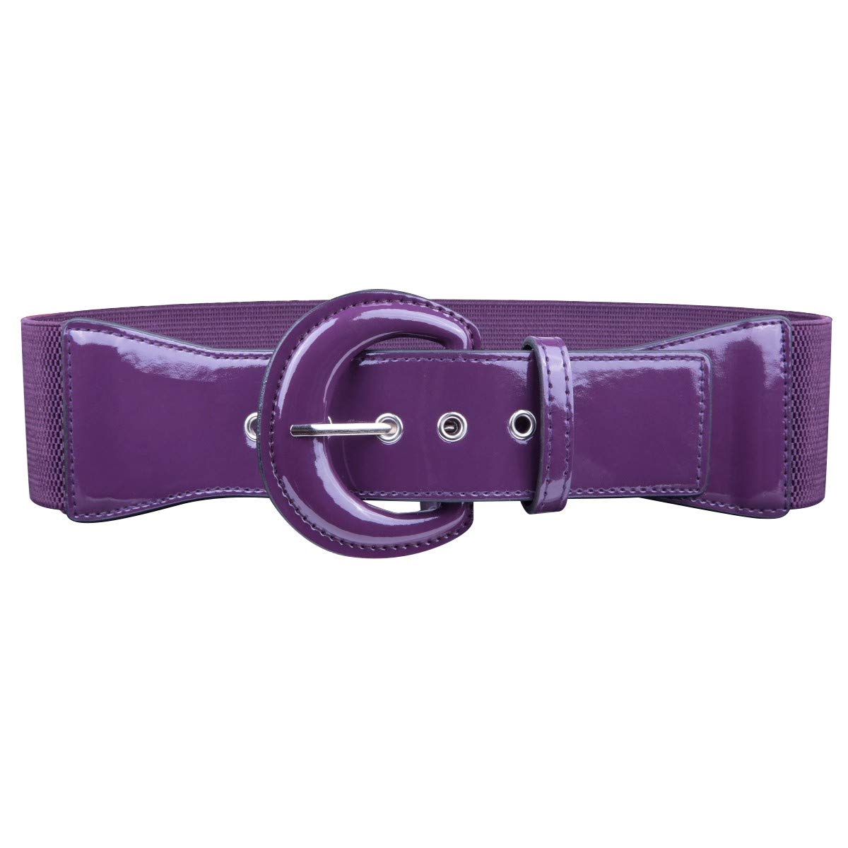 Samtree Vintage Wide Stretchy Cinch Belt for Women, Chunky Buckle Adjustable Elastic Waist Belt for Dresses, Purple