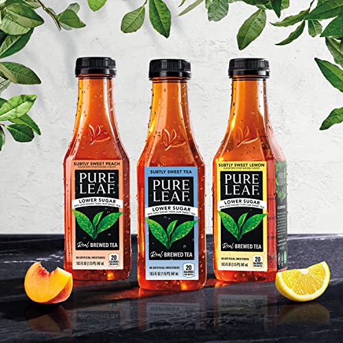 Pure Leaf Iced Tea, Subtly Sweet Tea, Lower Sugar, 18.5 Ounce Bottles (Pack of 12)