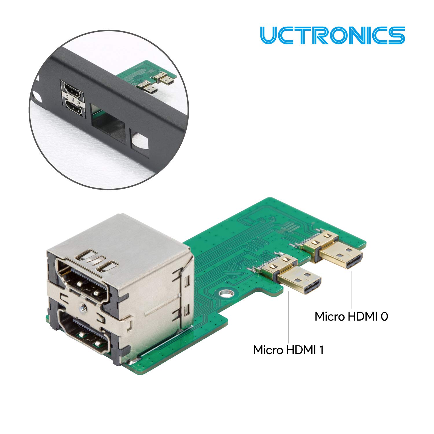 UCTRONICS for Raspberry Pi Rack with Micro HDMI Adapter Boards, 19" 1U Rack Mount Supports 1-4 Units for Raspberry Pi 4 Model B