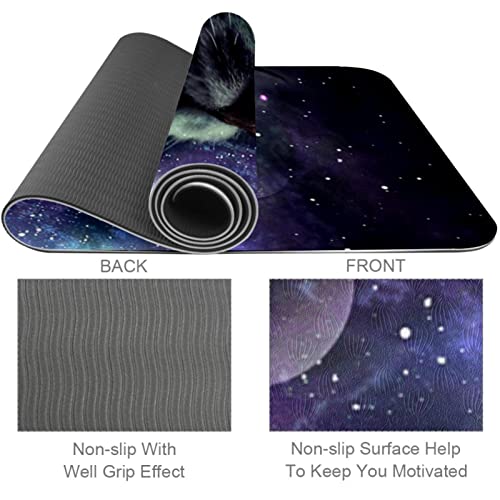 Yoga Mat, Yoga Mats for Home Workout, Workout Mat, Exercise Mats, Pilates Mat, Space Star Planet Cat