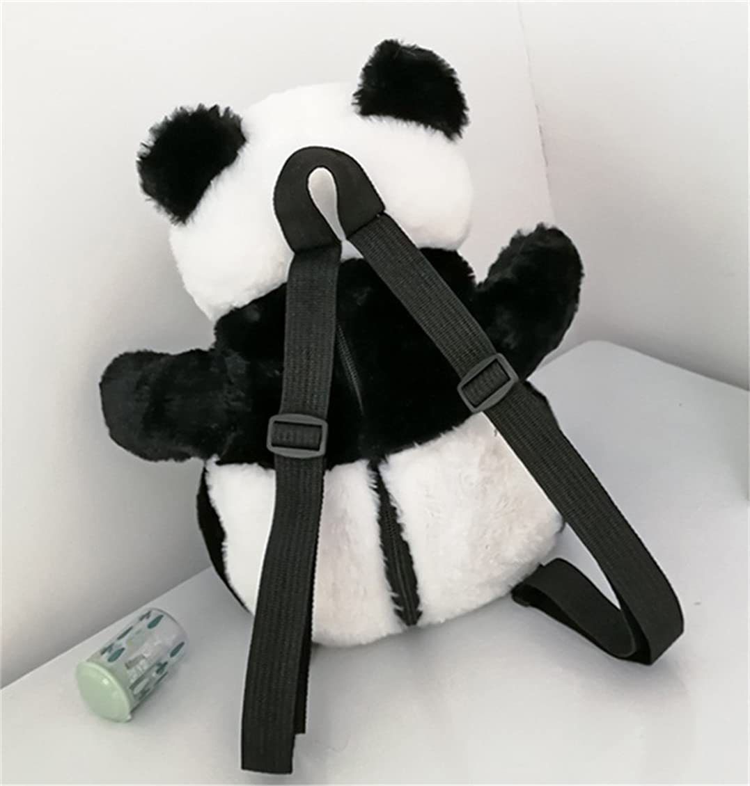 WYIKE Casual Animal Backpack Panda Backpack Cartoon Plush Small Backpack (White/Black-1)