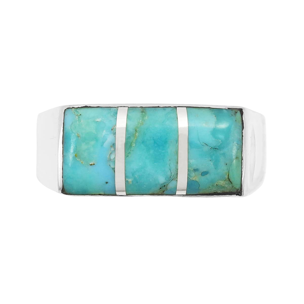 Turquoise Ring Sterling Silver 925 Genuine Gemstones Size 6 to 11 (Turquoise) (8)