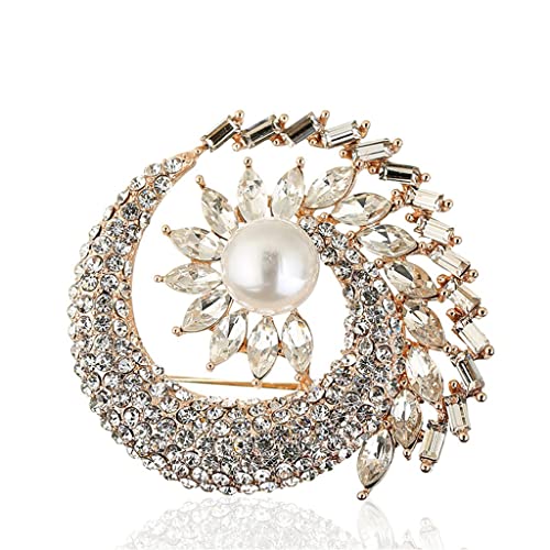 WSJIE Brooch Rose Gold Silver Brooch Ladies Pin Dress Jacket Accessories (Color : A, Size