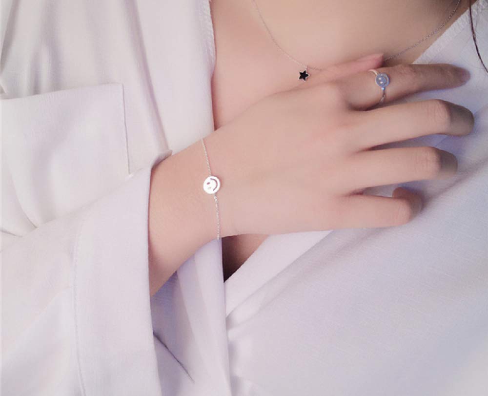 XUSIOAKKM Happy Smiley Midi Fashion Ring Cute Polished Thumb Ring 925 Sterling Silver Ring Opening Adjustable Expression Ring