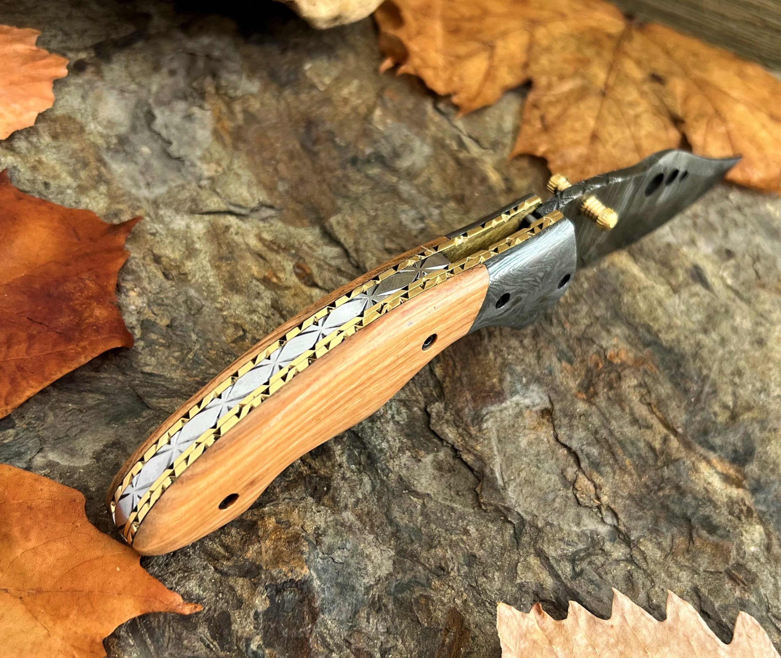 Personalized Engraved Pocket Knife With Wood Handle - 7.5" Handmade Gift Folding Knife For Men With Leather Sheath - Ideal Gift for Any Occasion, Especially as a Birthday or Father's Day Gift