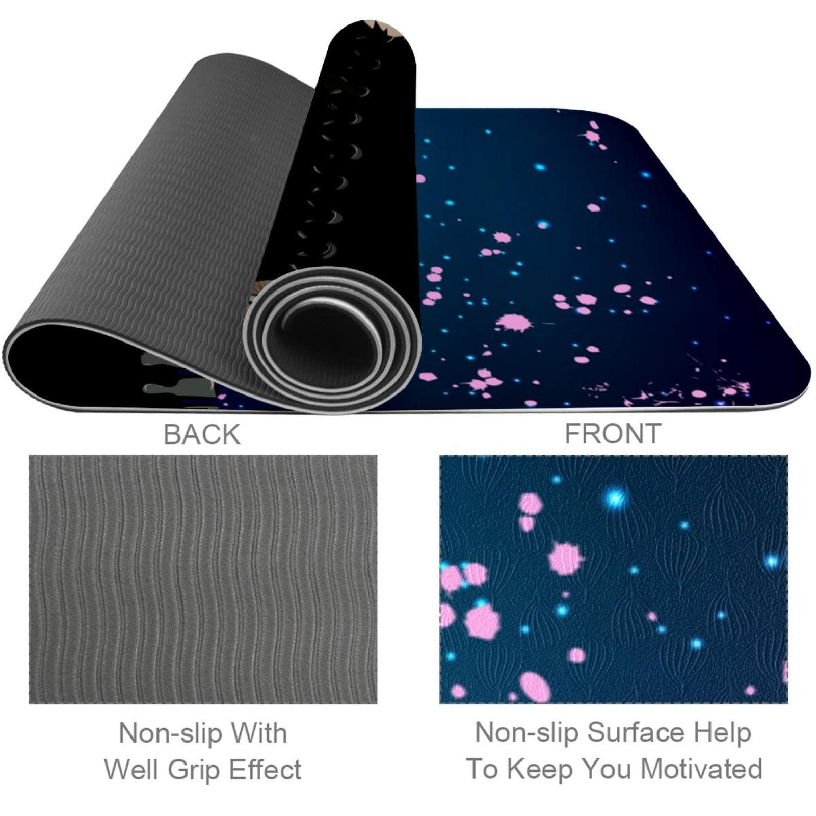 Yoga Mat, Yoga Mats for Home Workout, Workout Mat, Exercise Mats, Pilates Mat, Space and Cat Paw