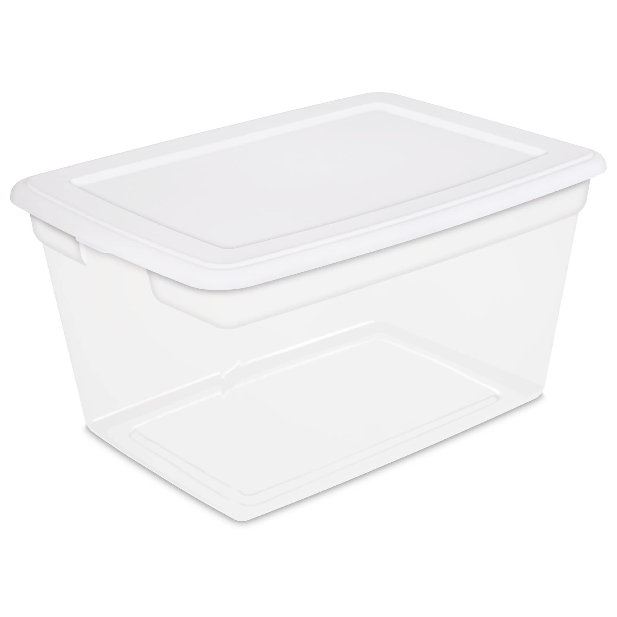 TamsOi 58 Qt Storage Box Clear Base White Lid Set of 8