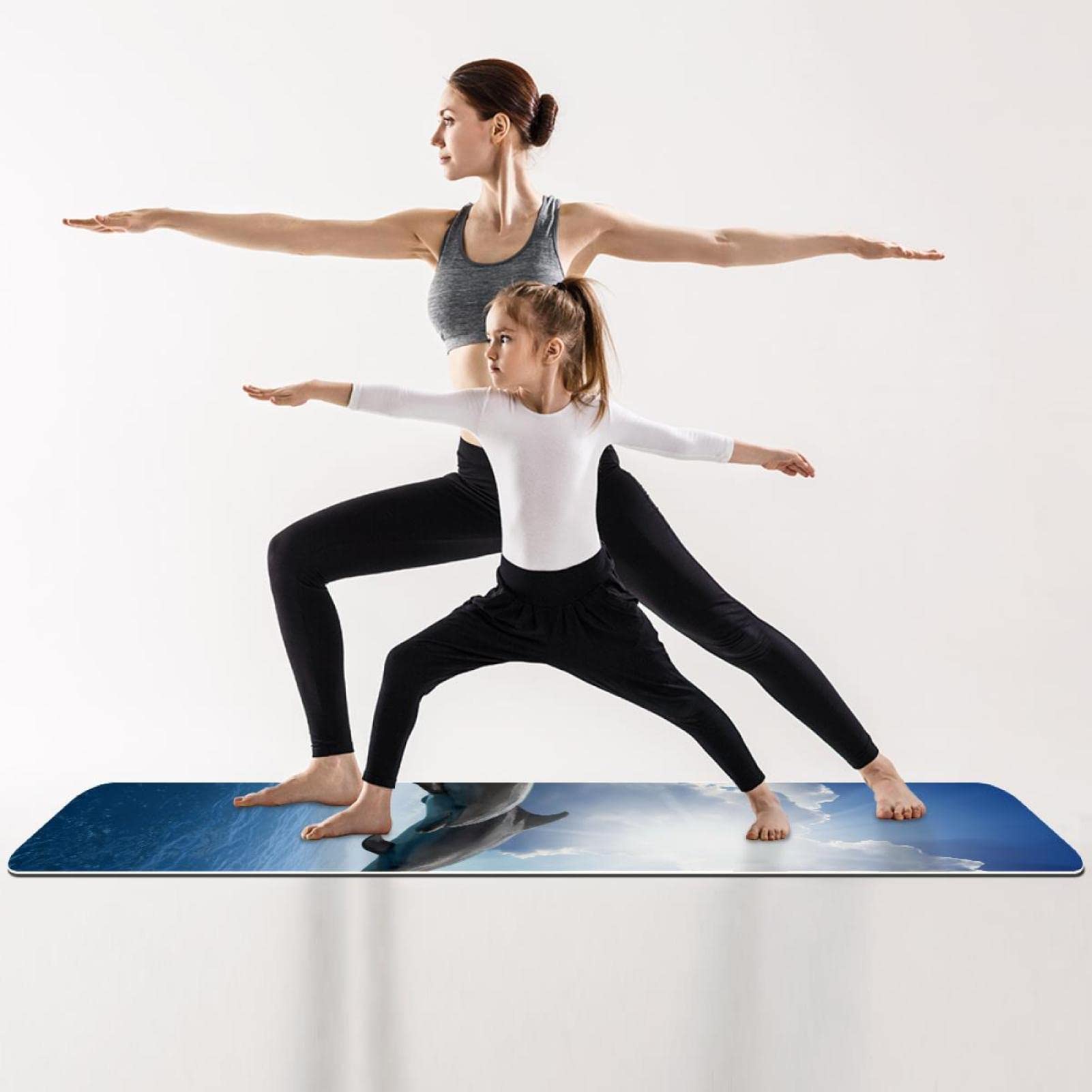Yoga Mat, Yoga Mats for Home Workout, Workout Mat, Exercise Mats, Pilates Mat, dolphin sea landscape pattern