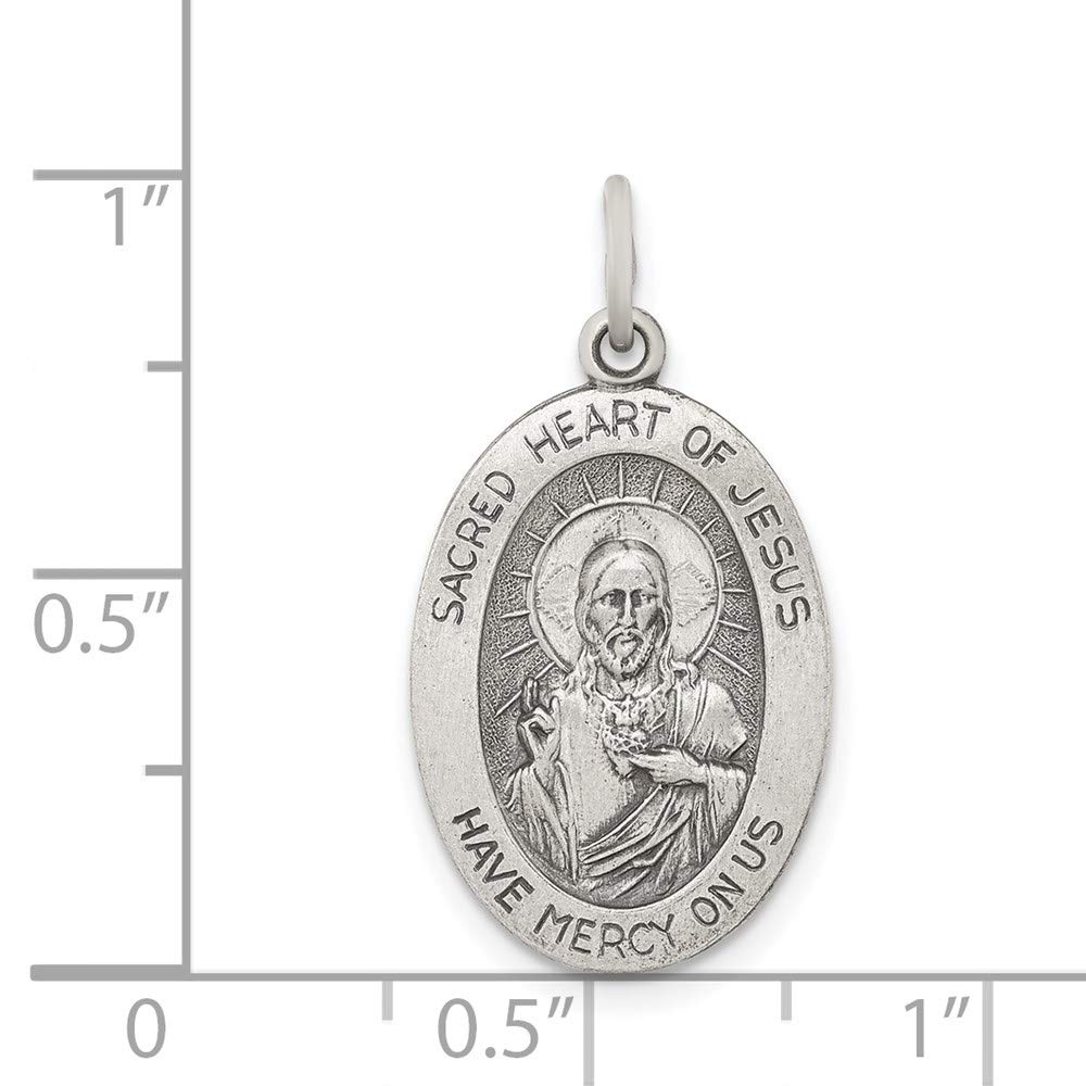 Sterling Silver Antiqued Sacred Heart of Jesus Medal QQC5481