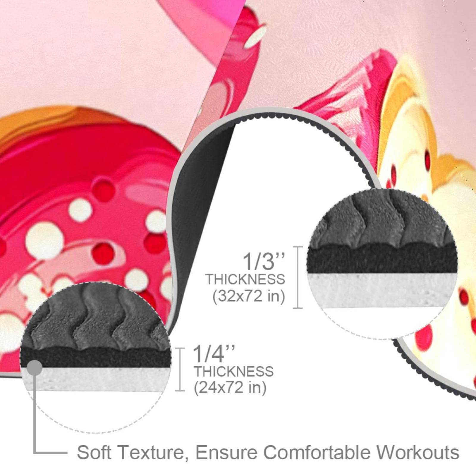 Yoga Mat, Yoga Mats for Home Workout, Workout Mat, Exercise Mats, Pilates Mat, Ice Cream Donut Gourmet
