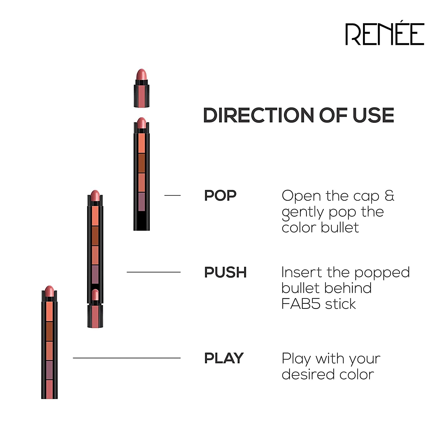 RENEE Fab 5 Nude 5-in-1 Lipstick, 7.5gm